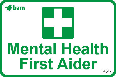 Mental Health First Aider - hard hat sticker (18 piece) – BAM Site Direct