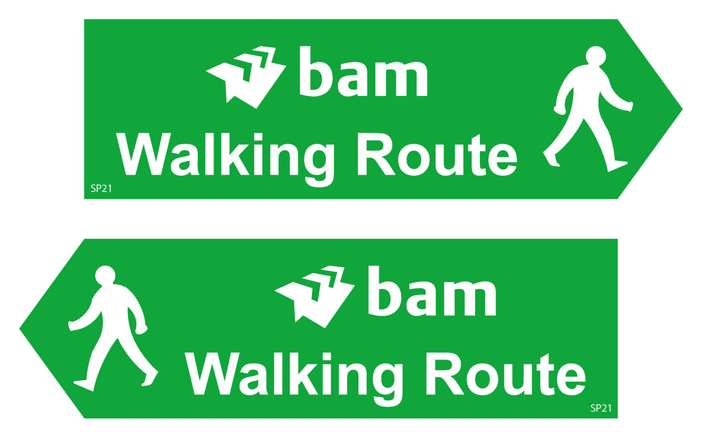 Walking route arrows Sign 400x100 Correx – BAM Site Direct