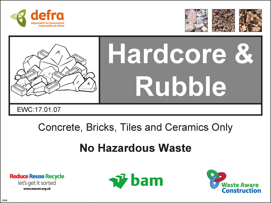 Waste Sign - Hardcore & Rubble – BAM Site Direct