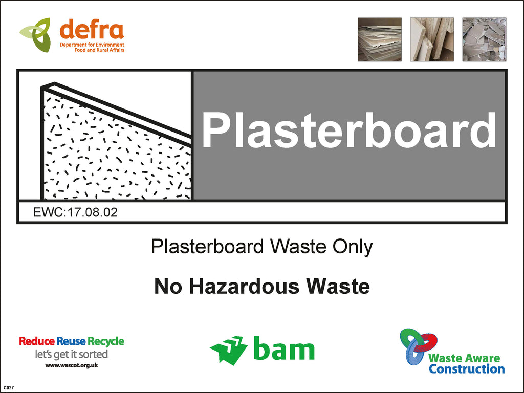 Waste Sign - Plasterboard – BAM Site Direct