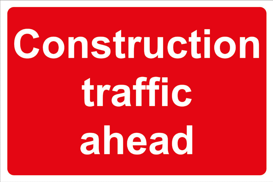 Construction traffic ahead 900mm x 600mm Correx – BAM Site Direct