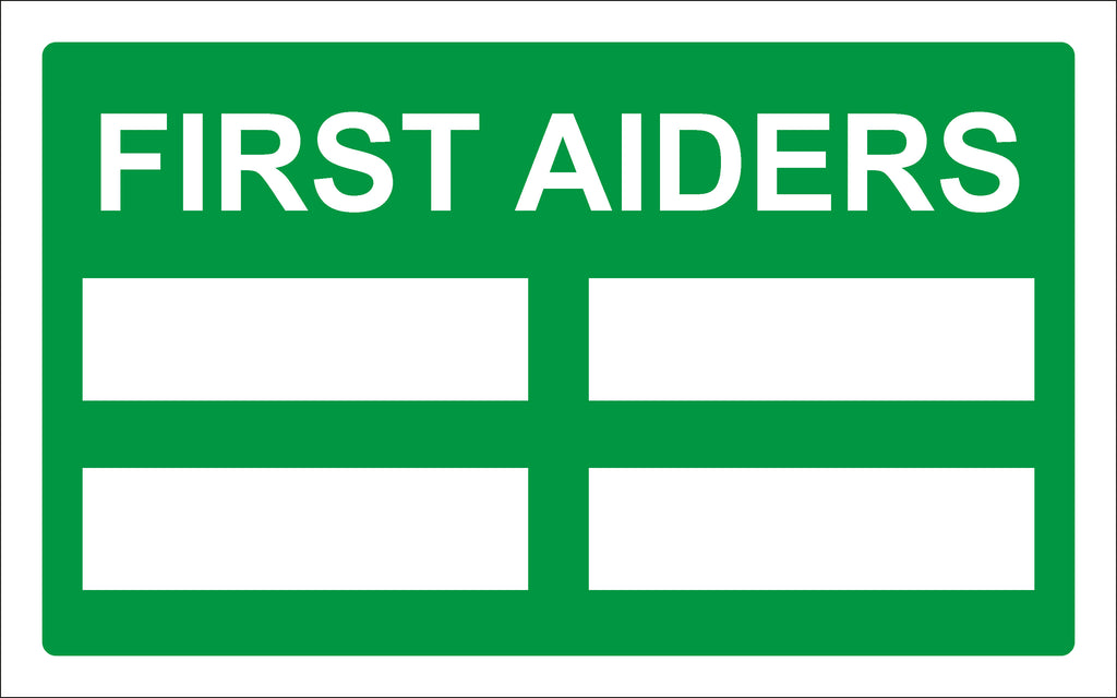 First Aid Sign - First aider list (4 names) – BAM Site Direct